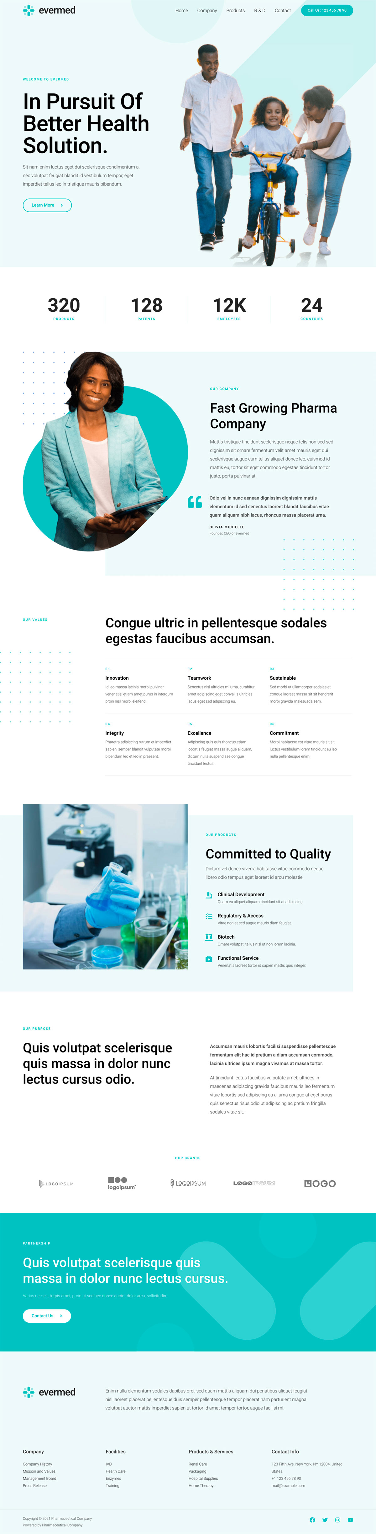 Pharmaceutical Company Reassuring Website Template For Medicine