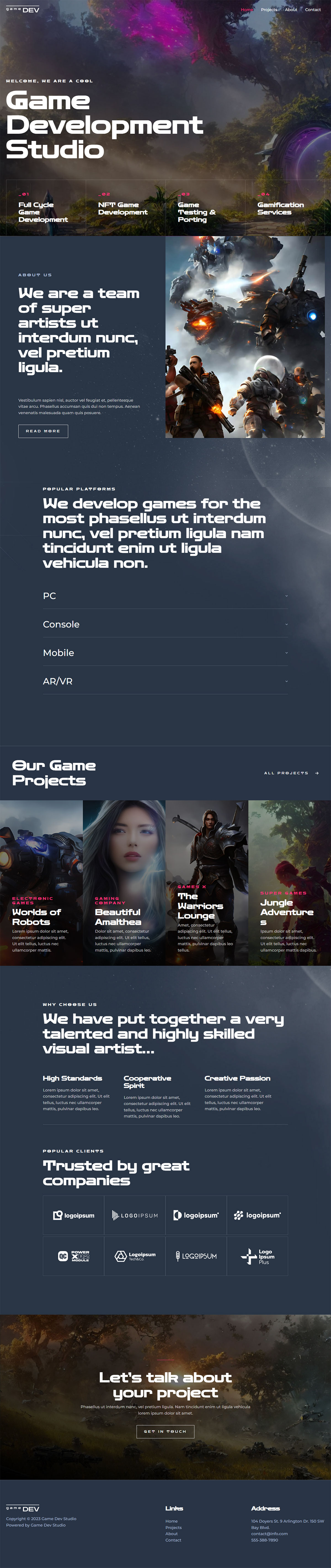 Game Dev Studio - Website Demos