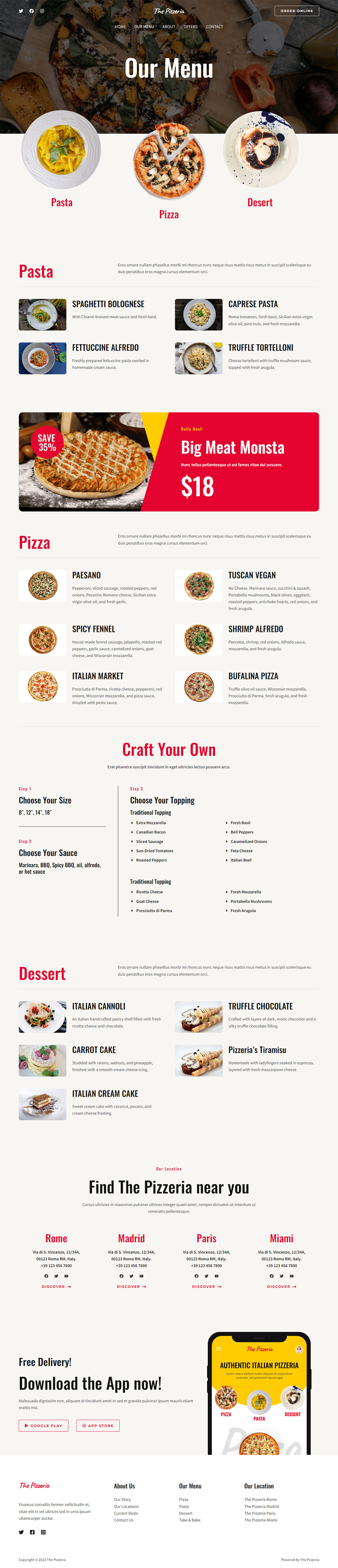 Our Menu - Website Demos